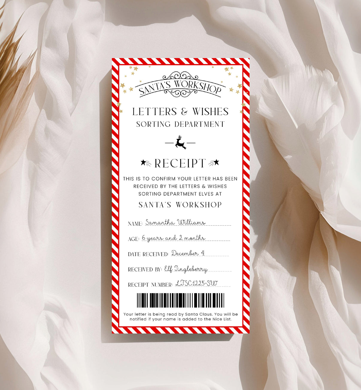 Santa's Workshop Red | Printable Letter To Santa Receipt Template ...