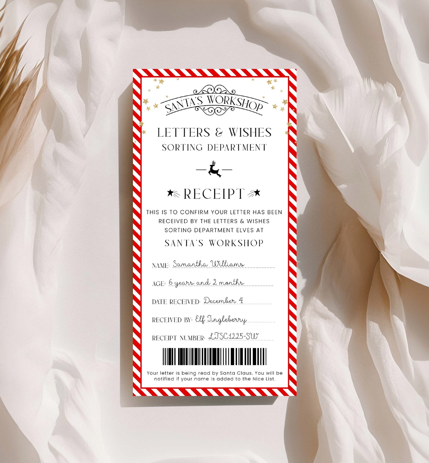 Santa's Workshop Red | Printable Letter To Santa Receipt Template ...