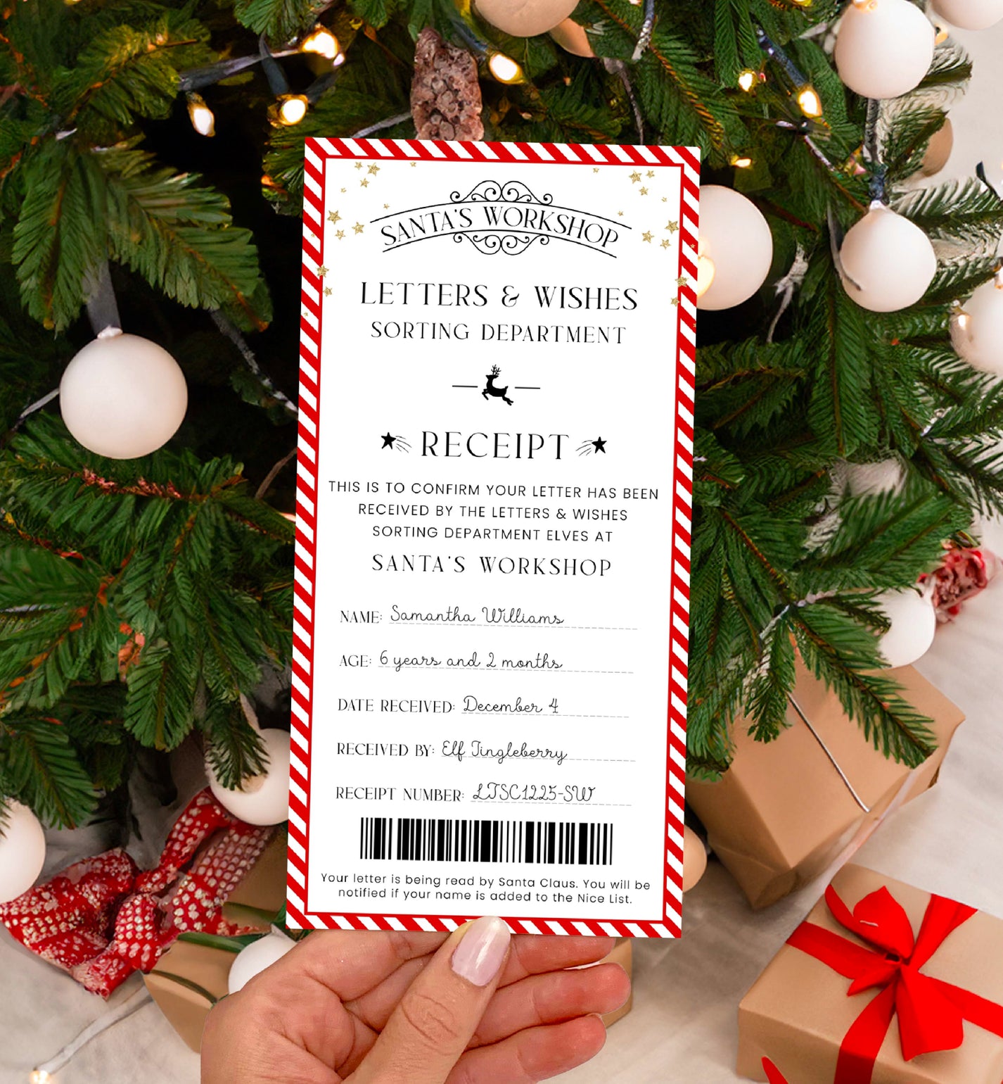 Santa's Workshop Red | Printable Letter To Santa Receipt Template ...