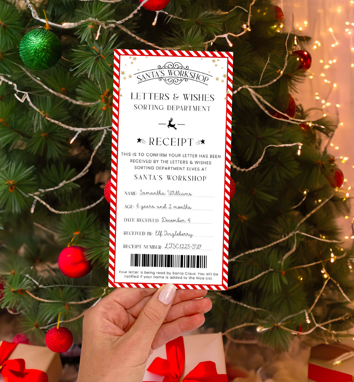 Santa's Workshop Red | Printable Letter To Santa Receipt Template ...