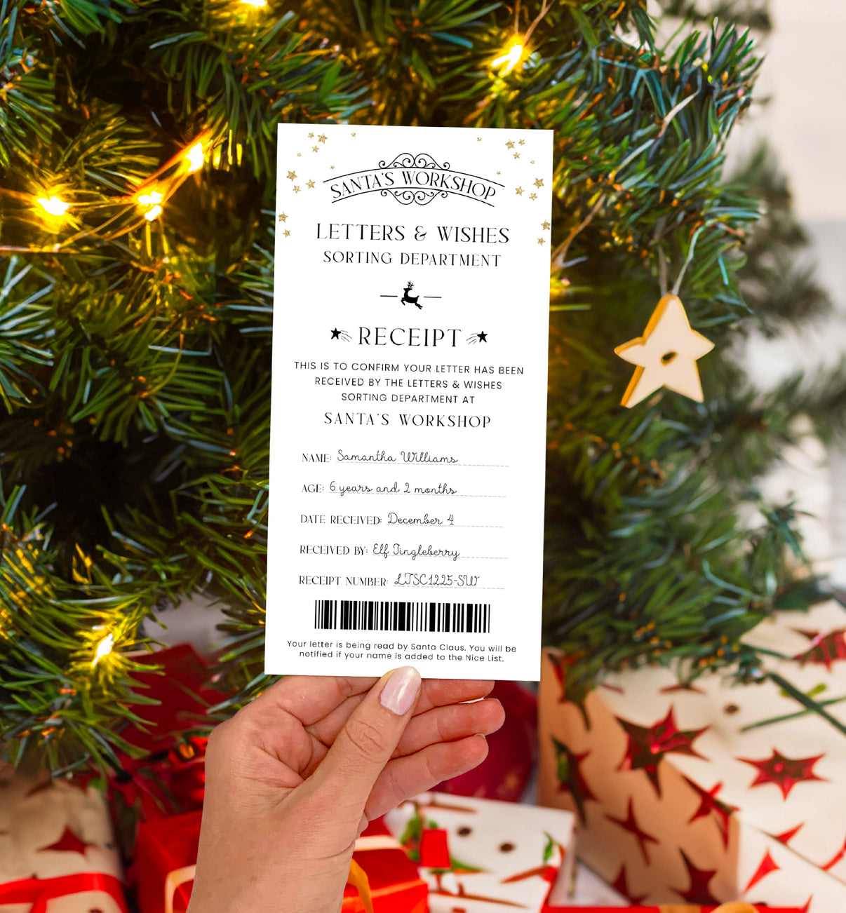 Santa's Workshop White | Printable Letter To Santa Receipt Template ...