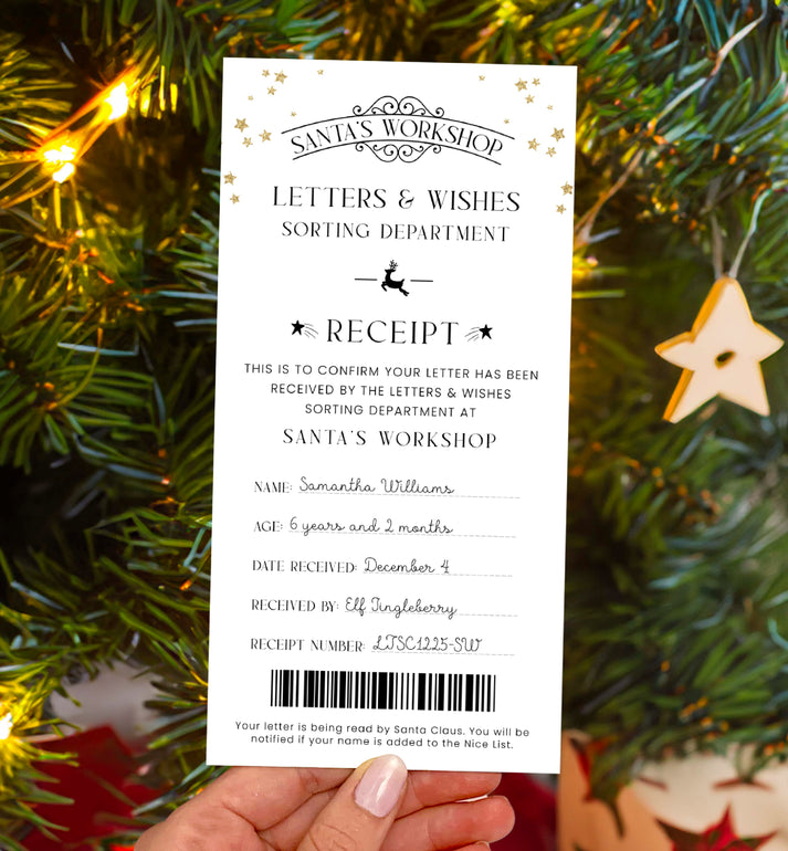 Santa's Workshop White | Printable Letter To Santa Receipt Template ...