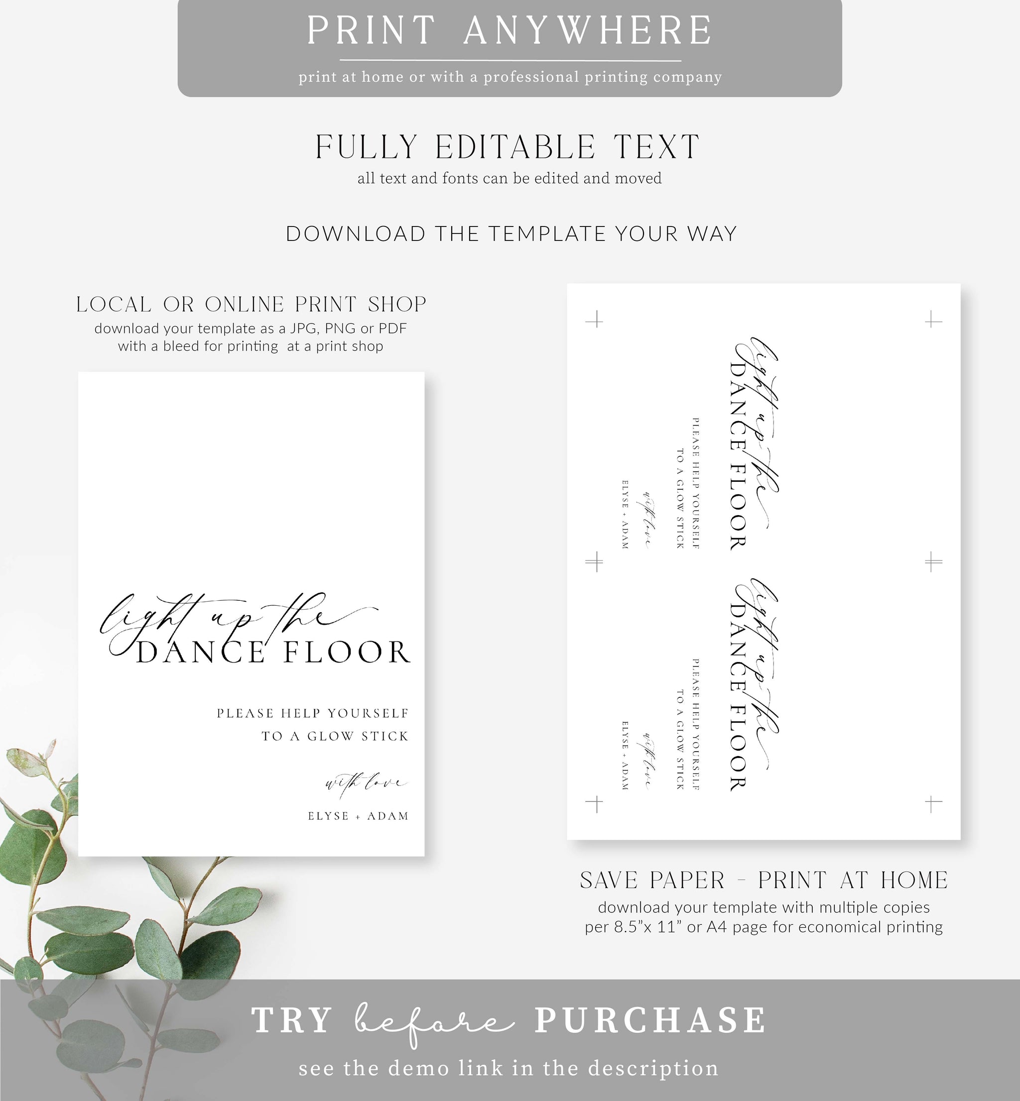 Ellesmere White | Printable Light Up The Dance Floor Sign Template ...