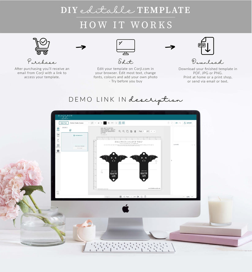 Halloween | Printable Lollipop Tag Template – Black Bow Studio