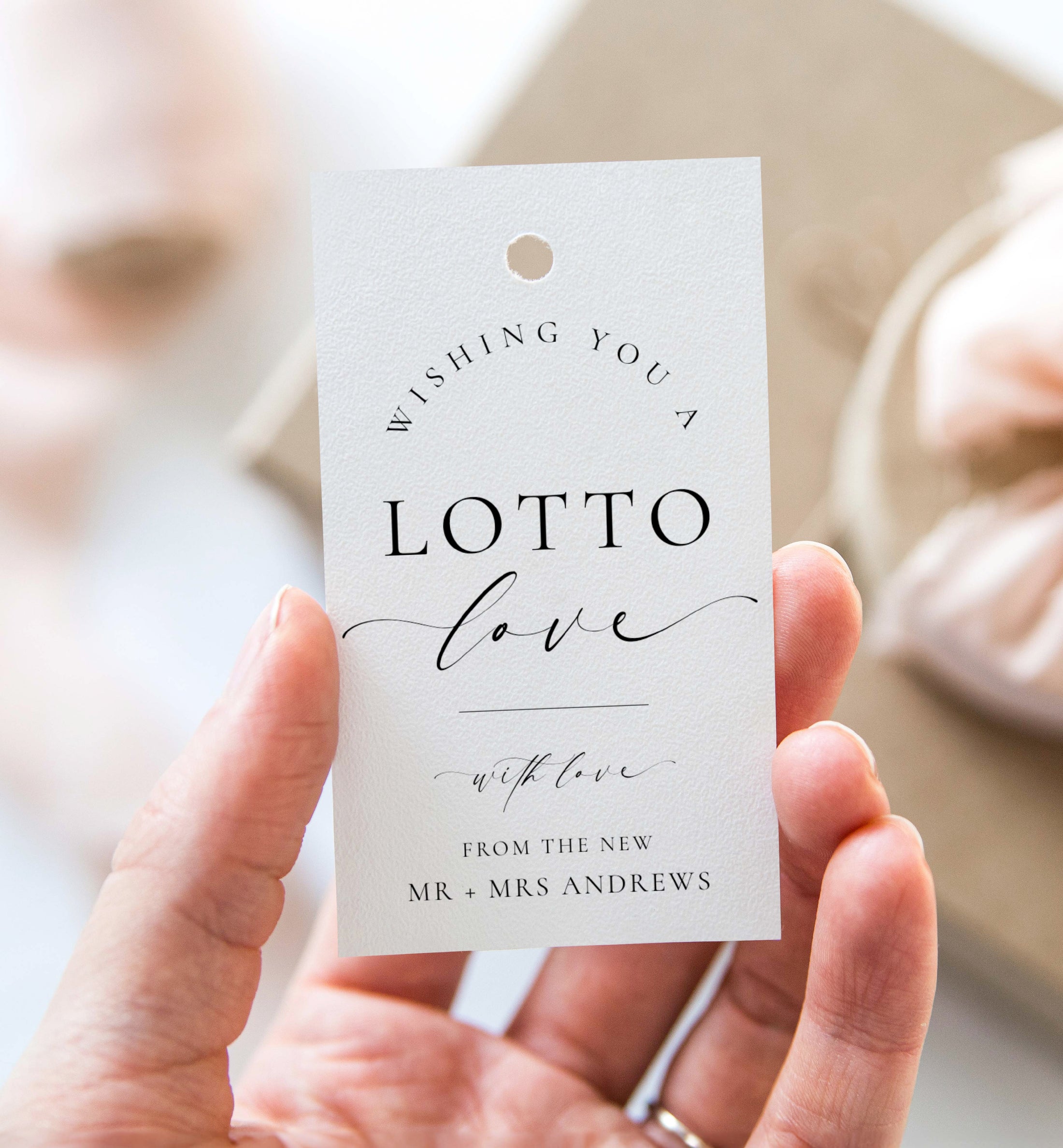 Ellesmere White | Printable Lotto Love Favour Tag Template – Black Bow ...