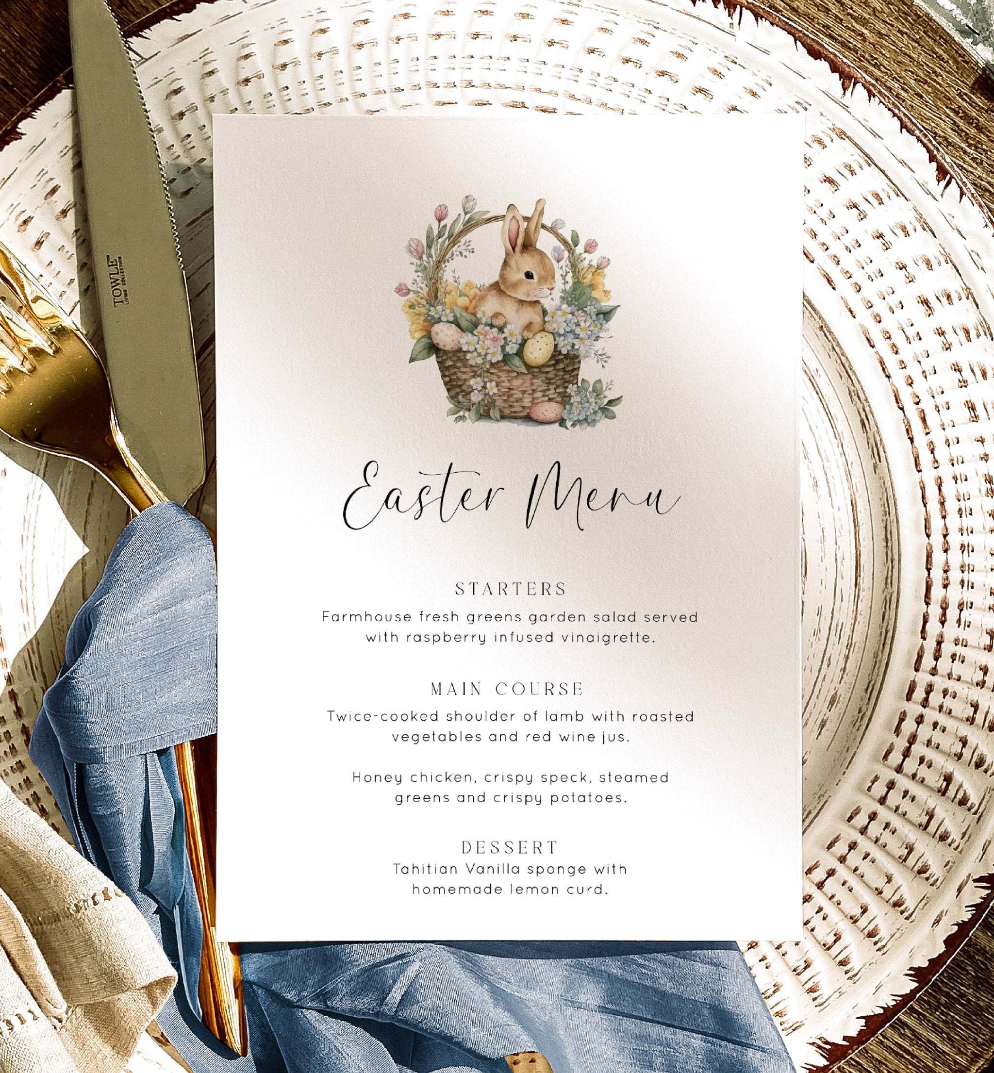 Easter White | Printable Menu Template – Black Bow Studio
