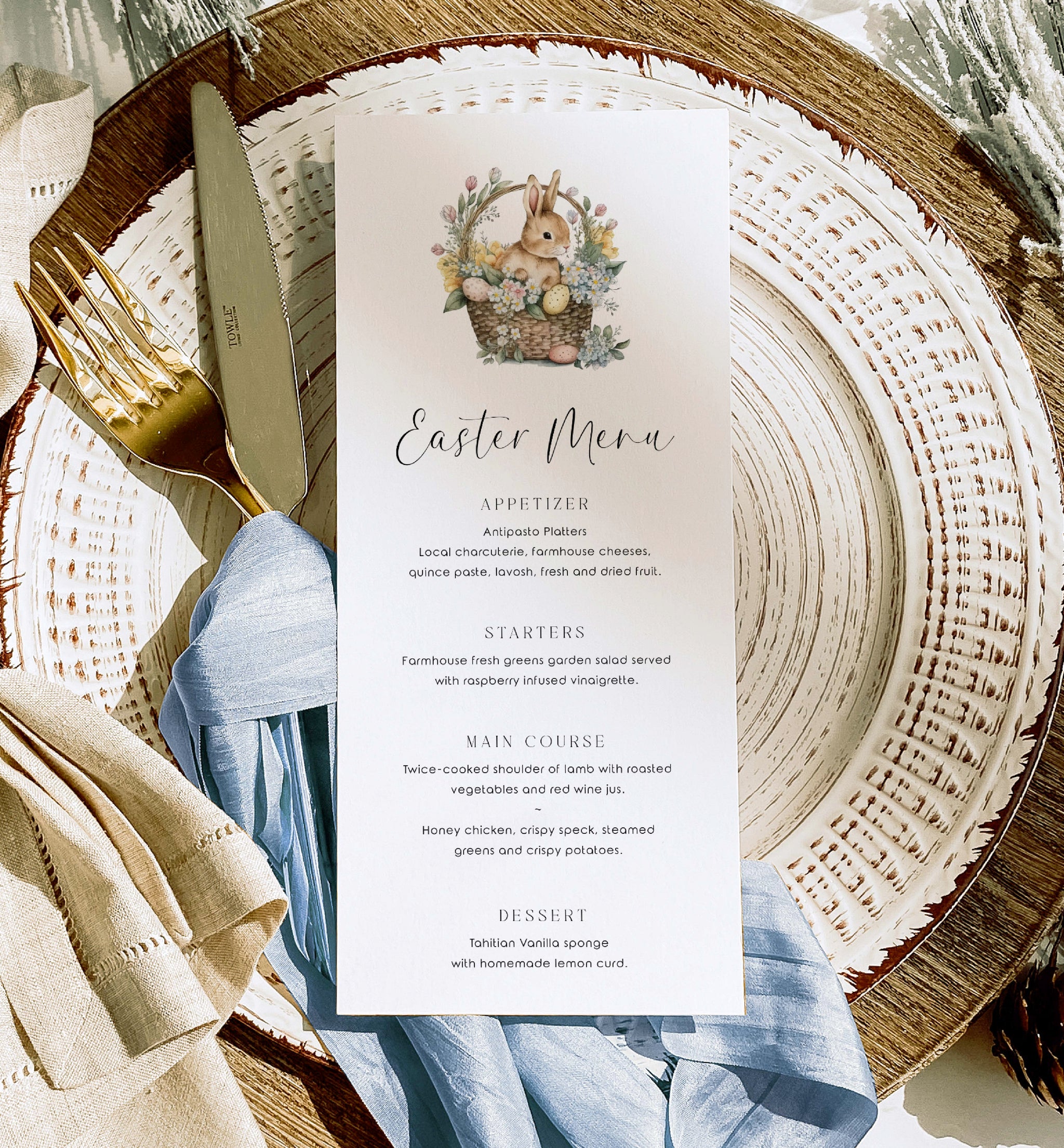 Easter White | Printable Menu Template – Black Bow Studio