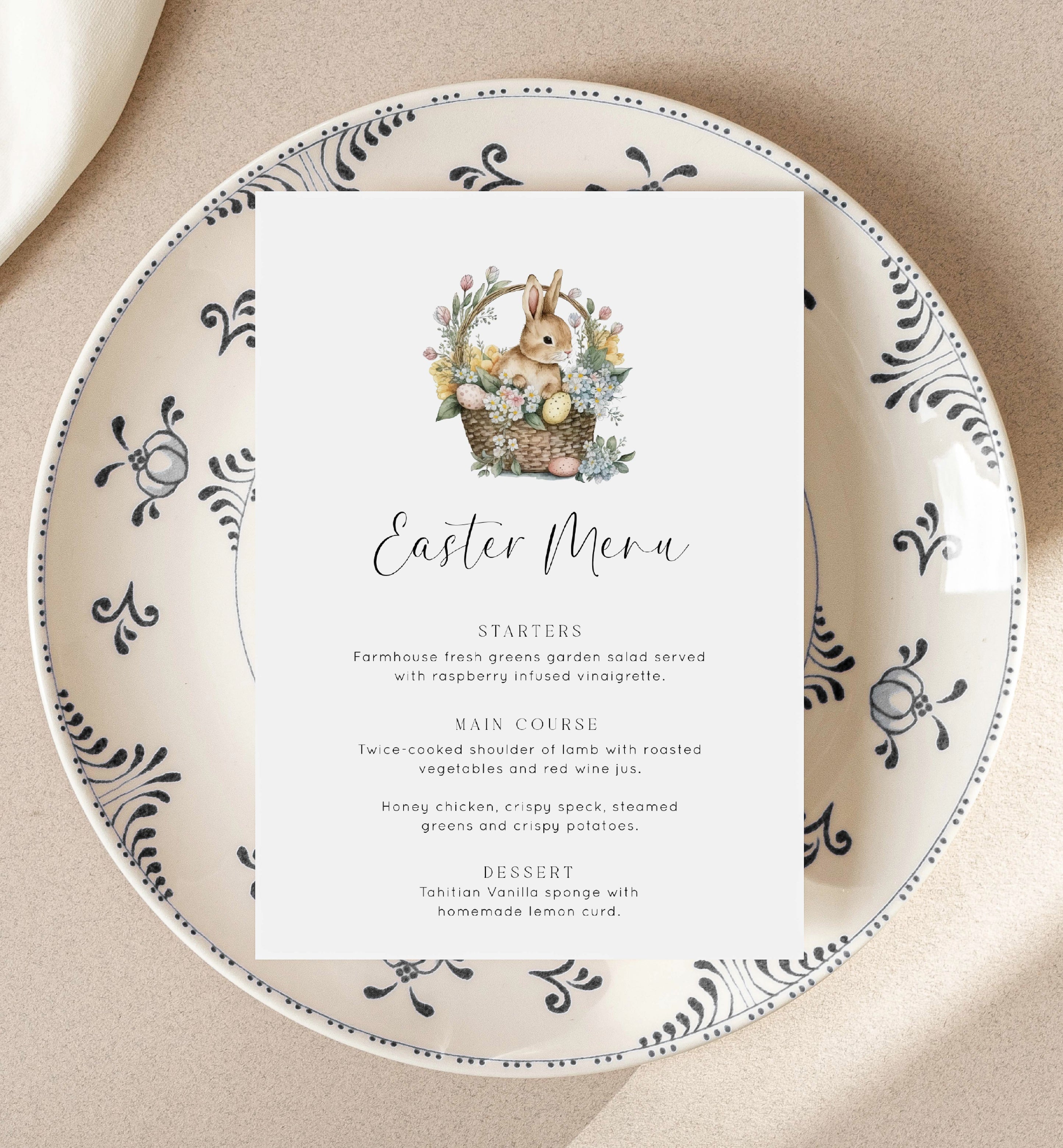 Easter White | Printable Menu Template – Black Bow Studio