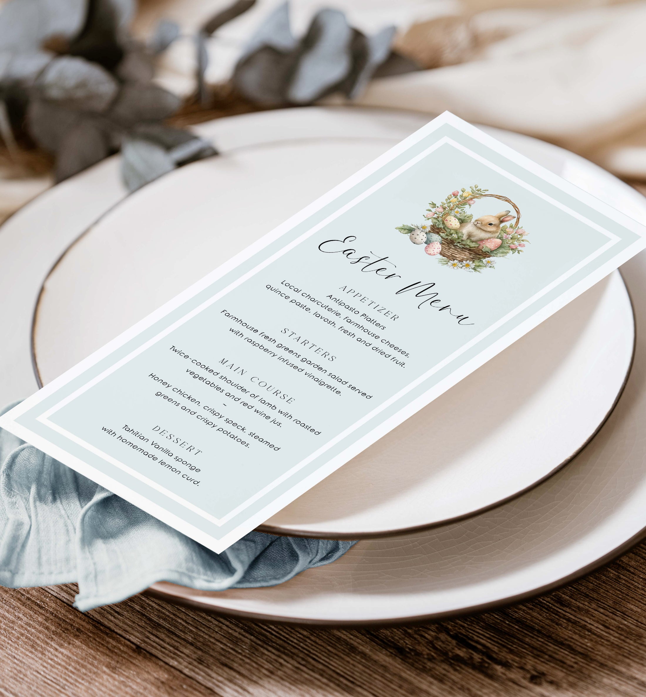 Easter Egg Blue | Printable Menu Template – Black Bow Studio