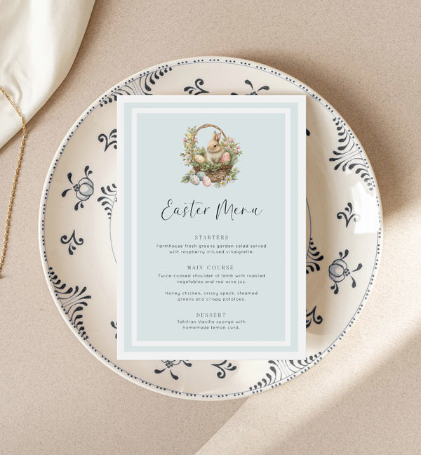 Easter Egg Blue | Printable Menu Template – Black Bow Studio