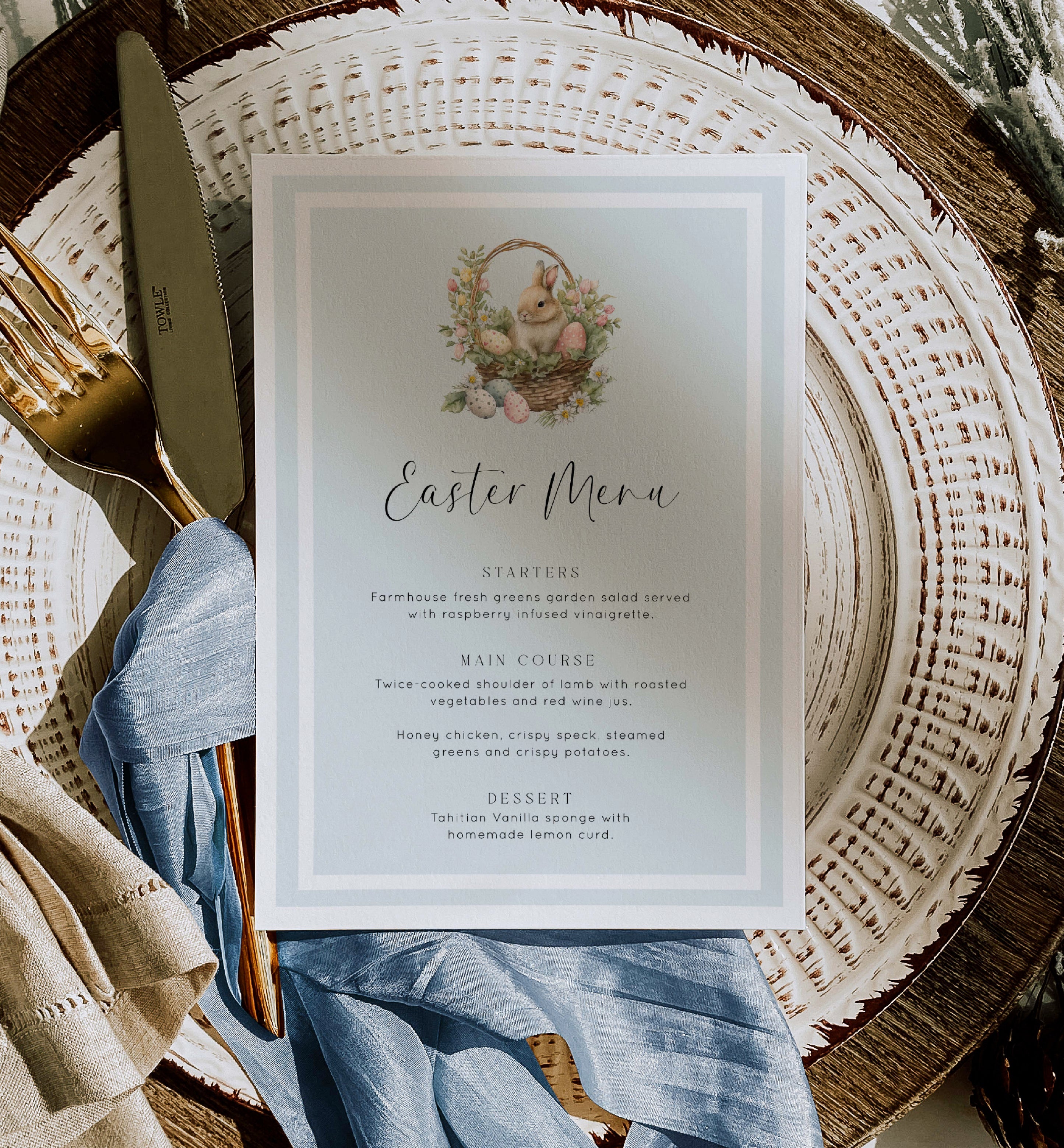 Easter Egg Blue | Printable Menu Template – Black Bow Studio