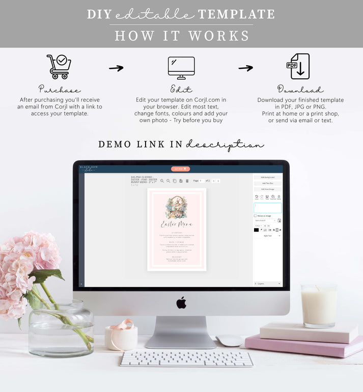 Easter Pink | Printable Menu Template – Black Bow Studio