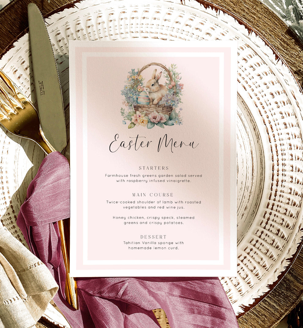 Easter Pink | Printable Menu Template – Black Bow Studio