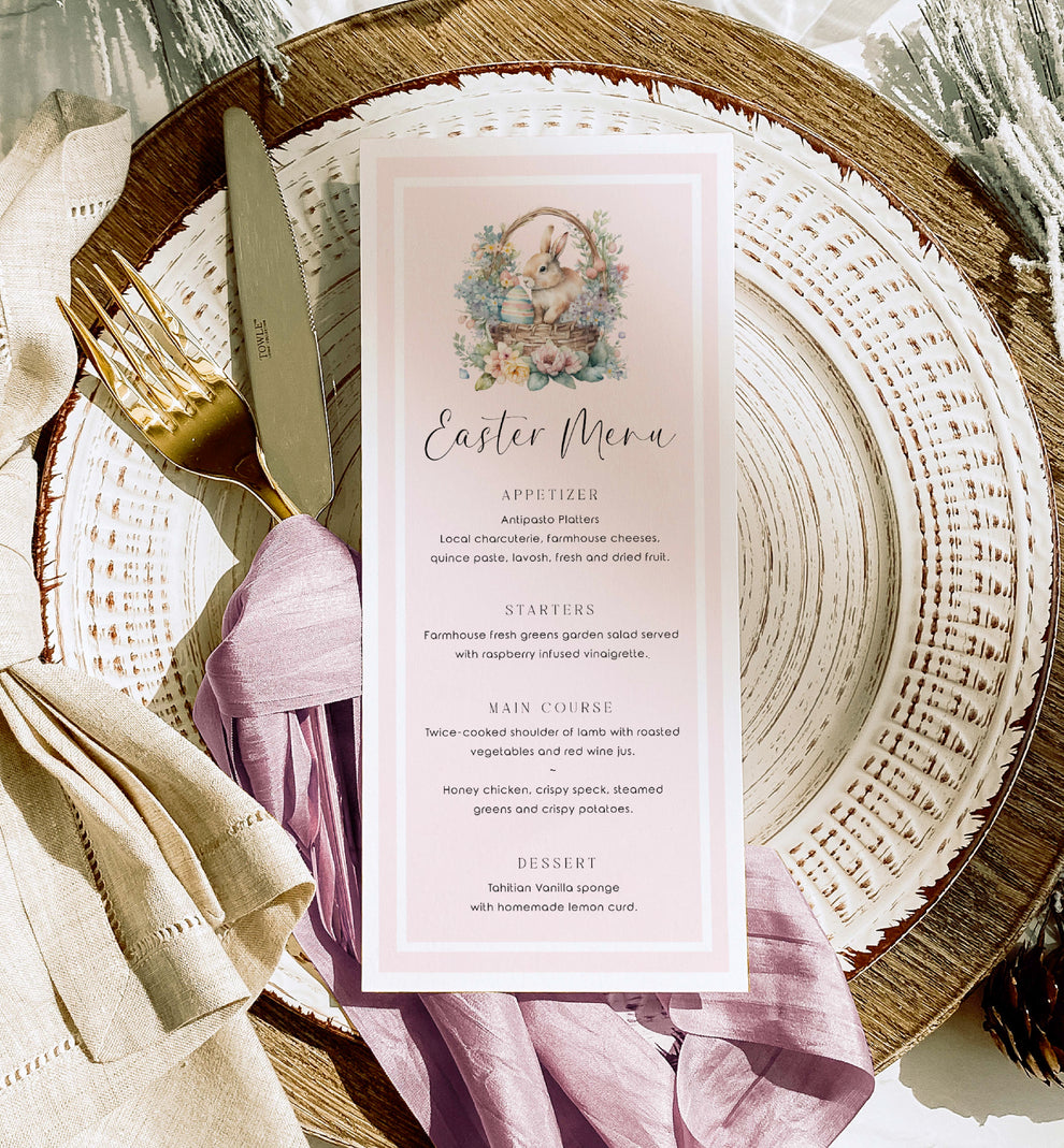 Easter Pink | Printable Menu Template – Black Bow Studio