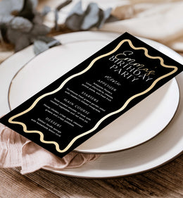Wave Black Gold | Printable Menu Template – Black Bow Studio