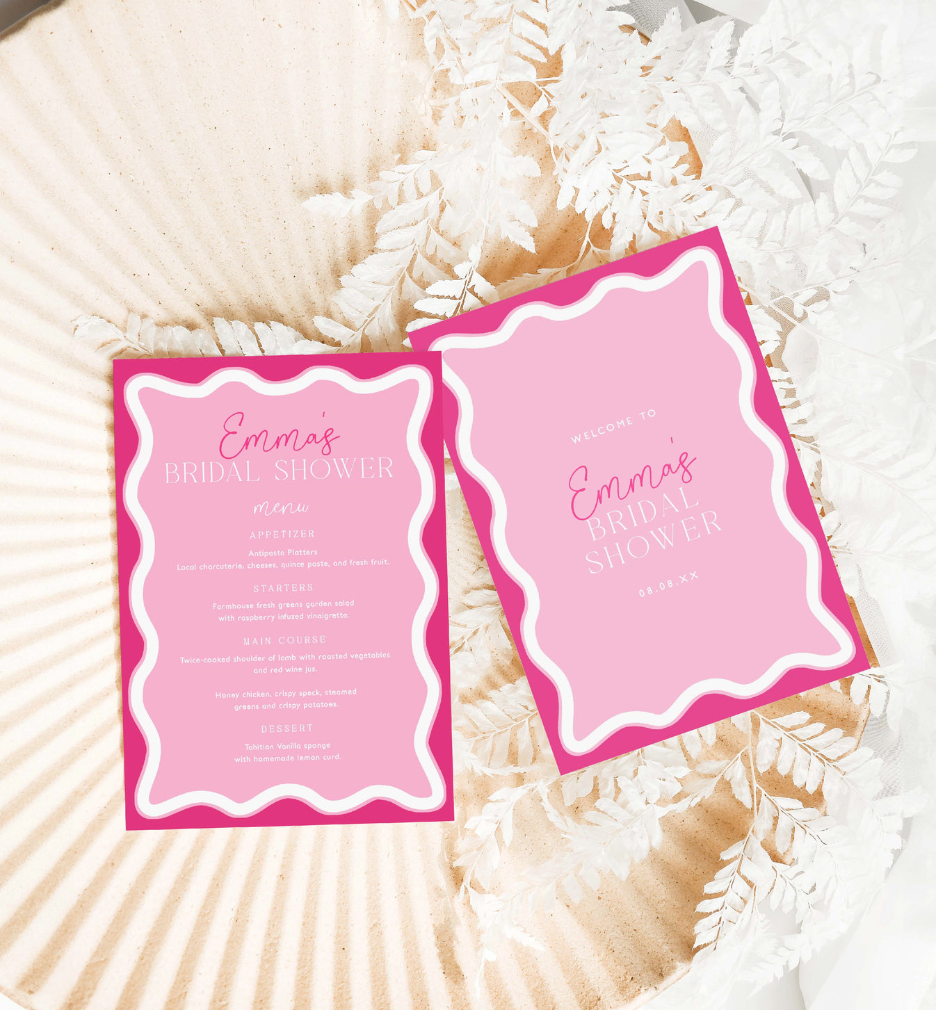 Wave Hot Pink| Printable Menu Template – Black Bow Studio