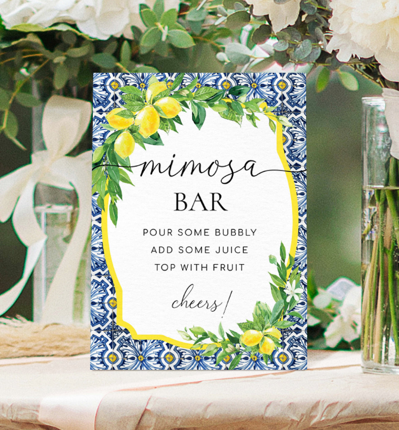 Positano Lemons | Printable Mimosa Bar Sign and Juice Tags Template ...