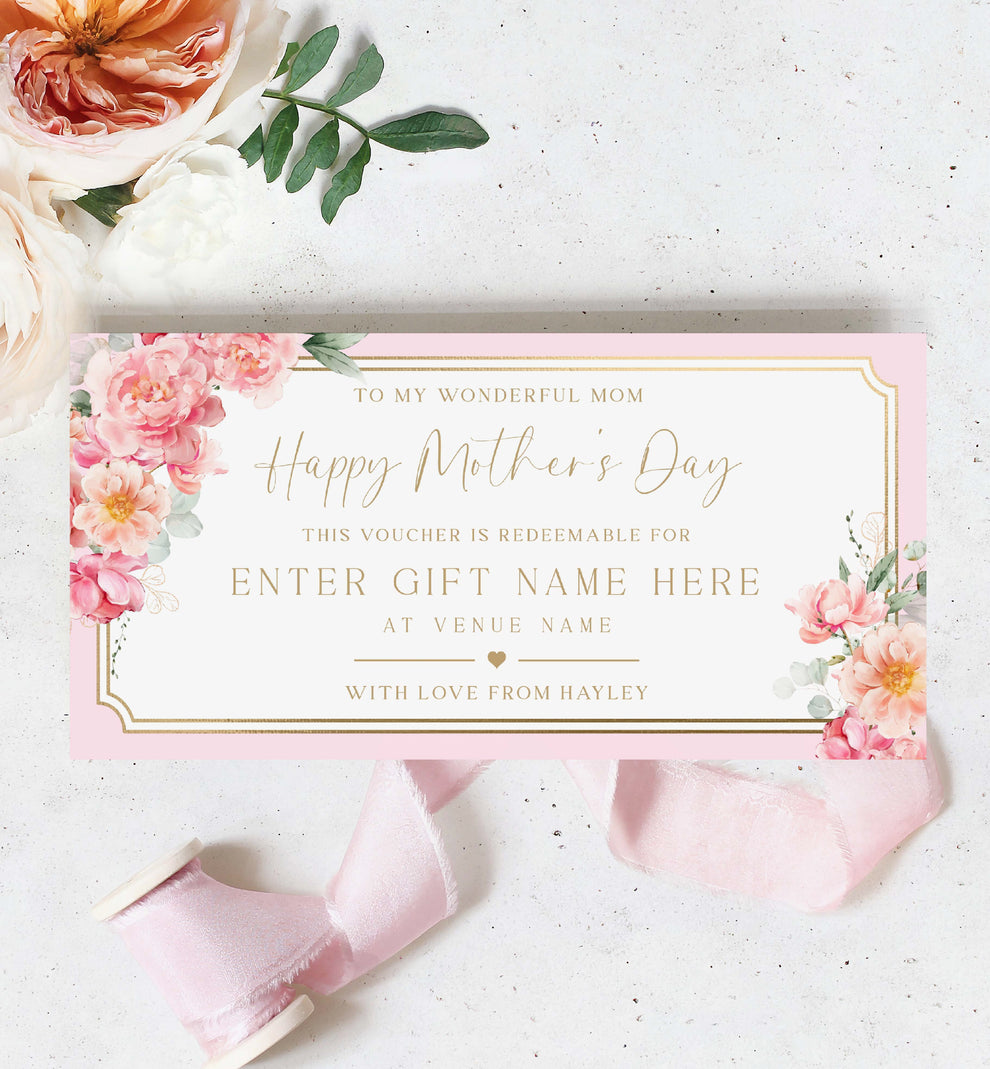 Piper Pink | Printable Mother's Day Gift Voucher Template – Black Bow ...