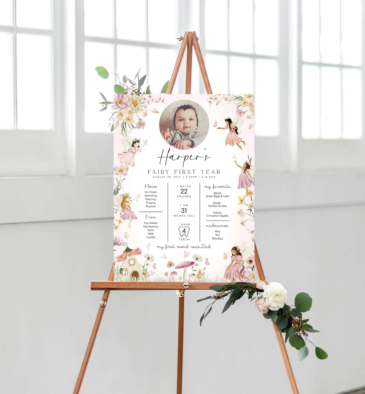 Fairy Multi | Printable First Birthday Milestone Sign Template – Black ...