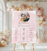 Watercolour Pink | Printable First Birthday Milestone Sign Template ...