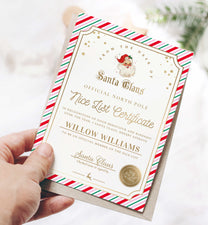 Santa's Workshop Pink Multi | Printable Christmas Nice List Certificat ...