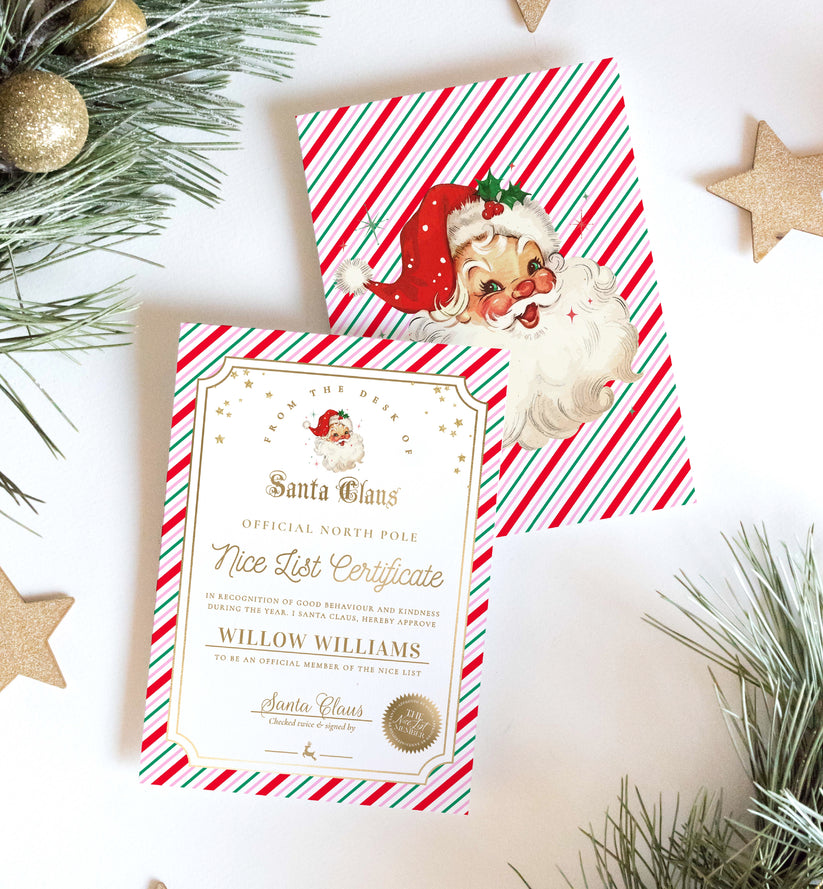 Santa's Workshop Pink Multi | Printable Christmas Santa Letter and Nic ...