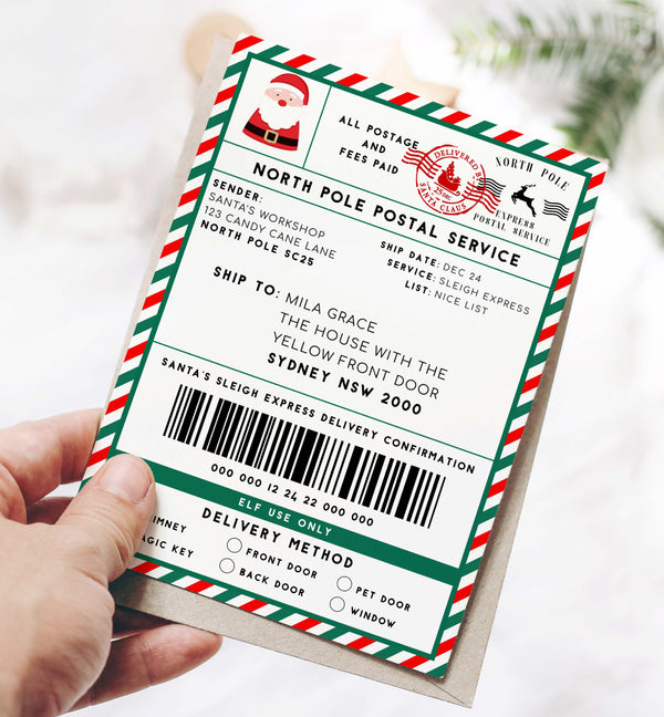 Santa's Workshop Red Green | Printable Christmas Shipping Label Templa ...