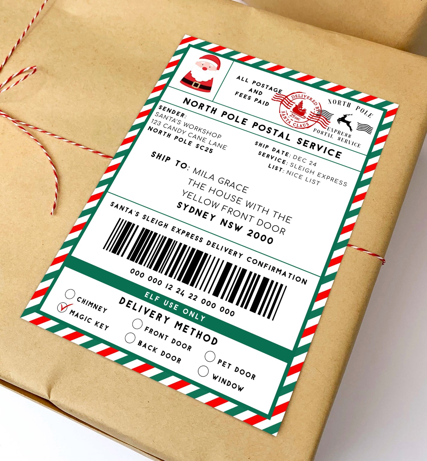 Santa's Workshop Red Green | Printable Christmas Shipping Label Templa ...