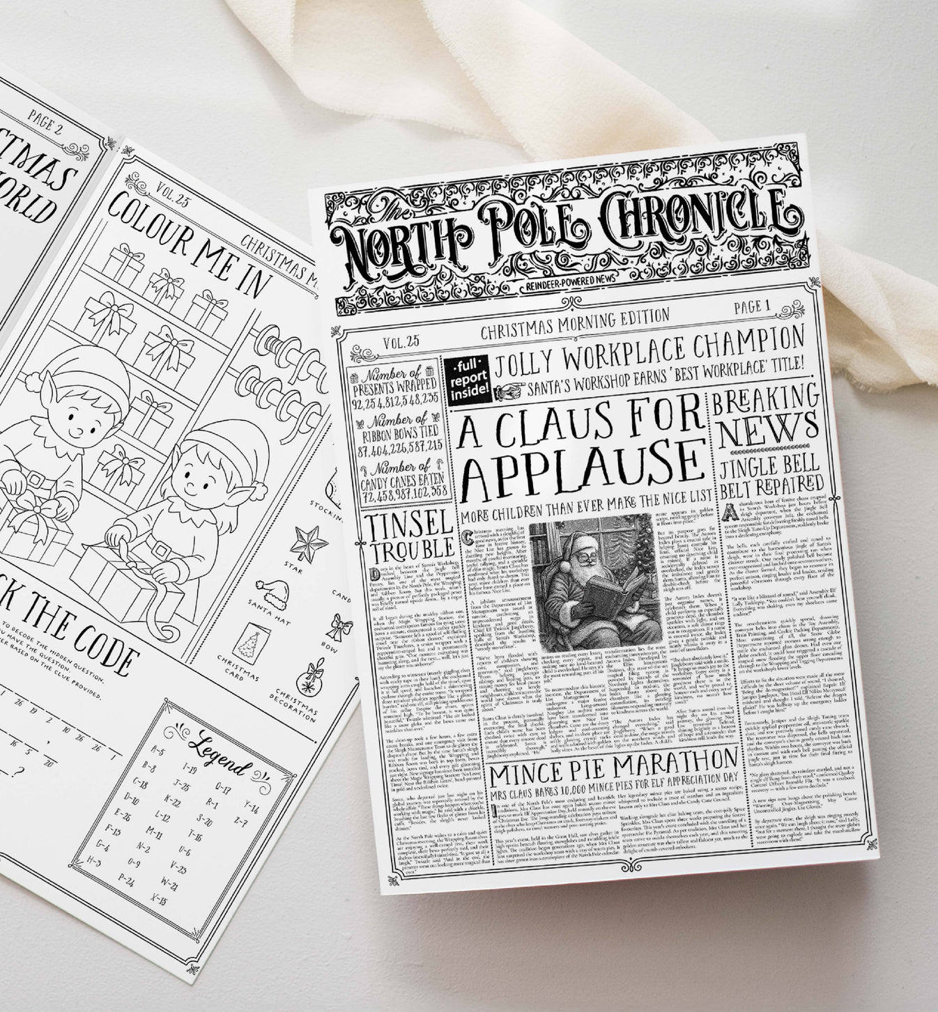 Christmas Newspaper Activity Booklet – Black Bow Studio