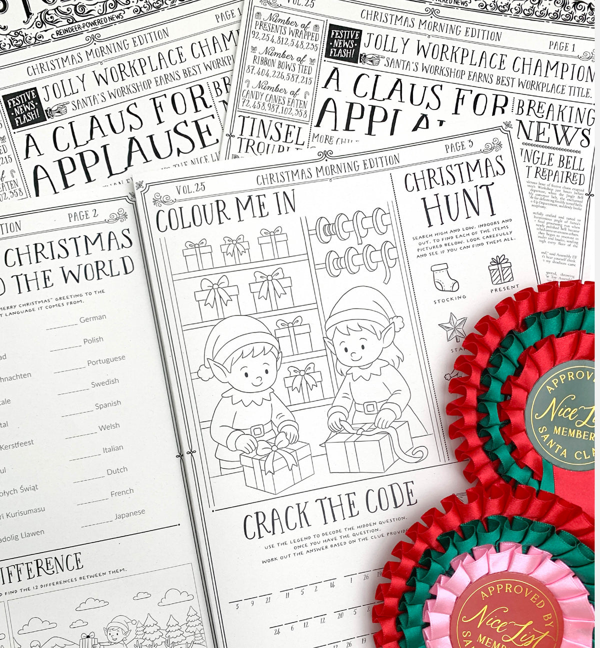 Christmas Newspaper Activity Booklet – Black Bow Studio