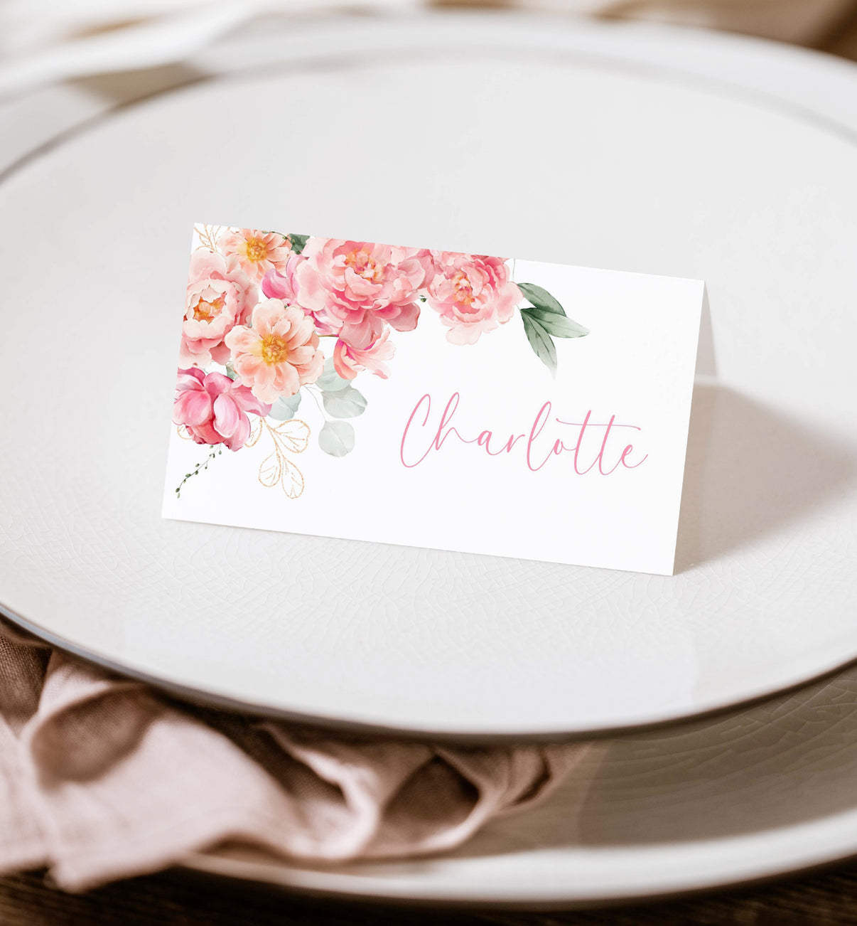 Piper Floral White | Printable Place Cards Template – Black Bow Studio