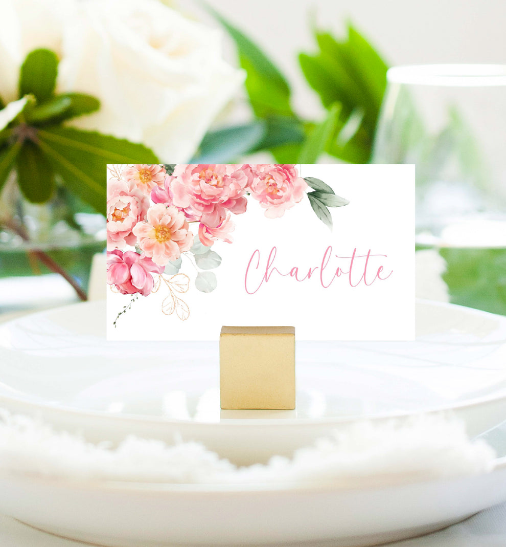 Piper Floral White | Printable Place Cards Template – Black Bow Studio