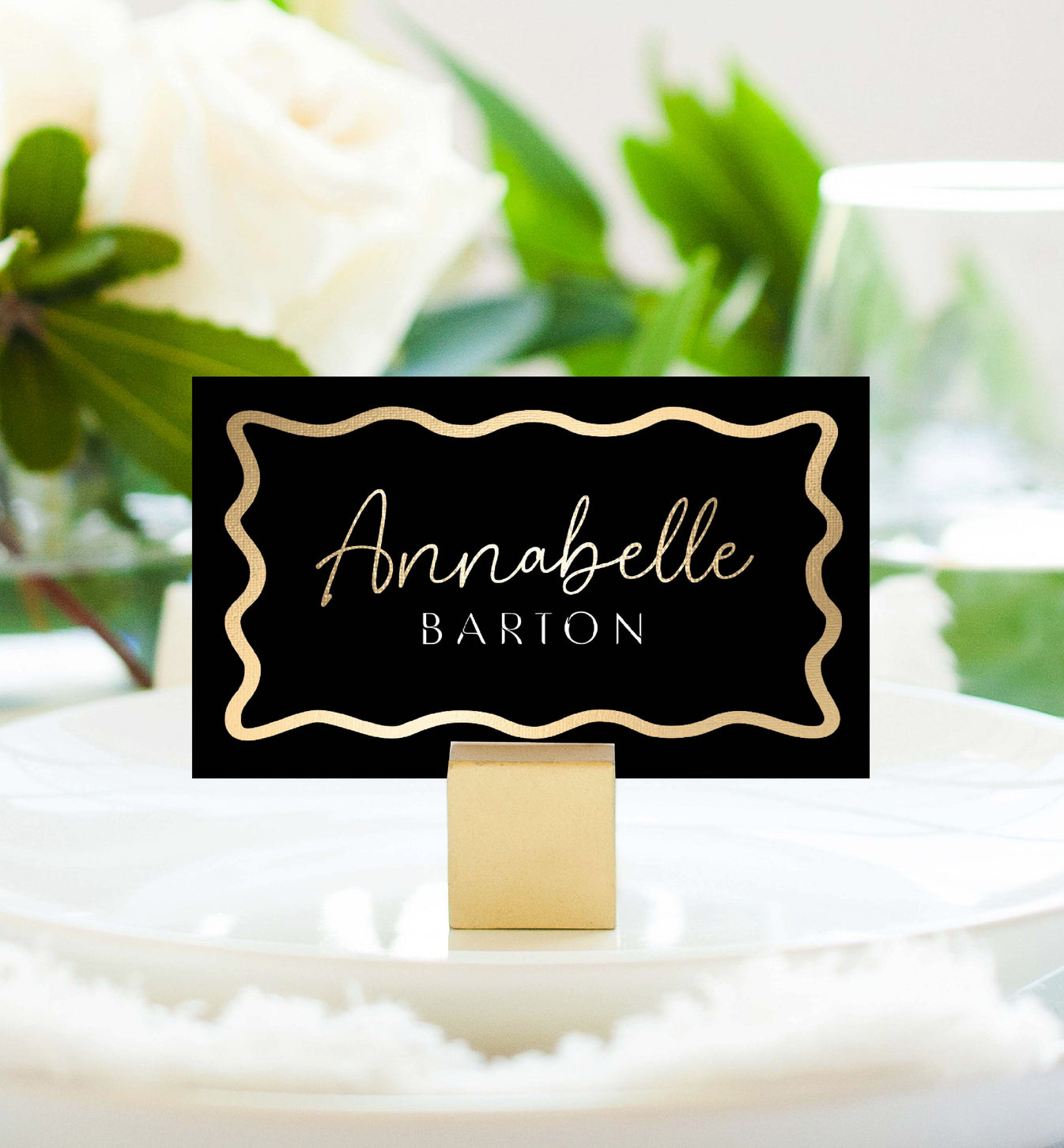 Wave Black Gold | Printable Place Cards Template – Black Bow Studio