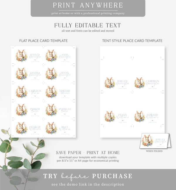 Easter White | Printable Place Cards Template – Black Bow Studio