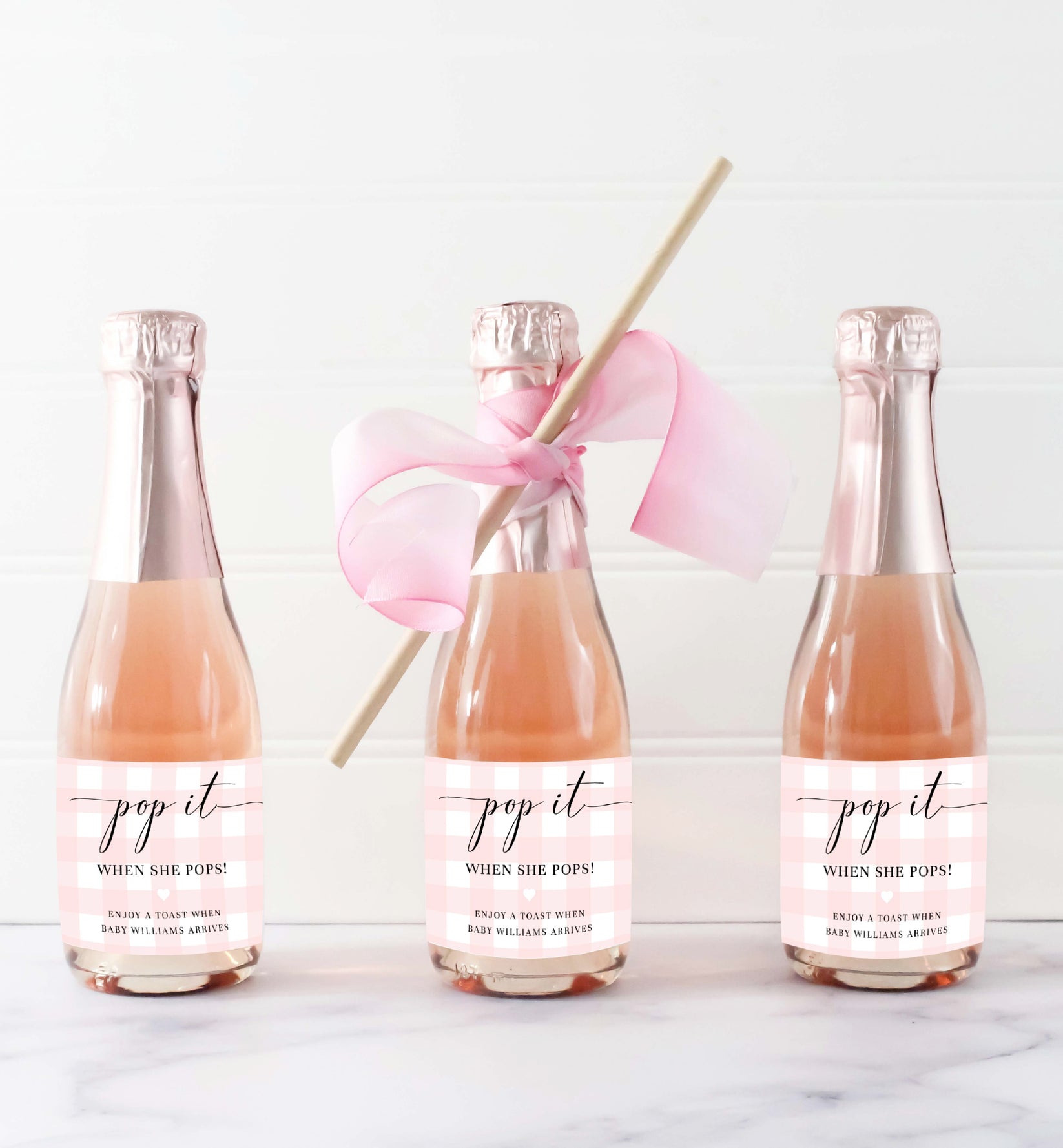 Gingham Pink | Printable Pop It Favour Tags Template – Black Bow Studio