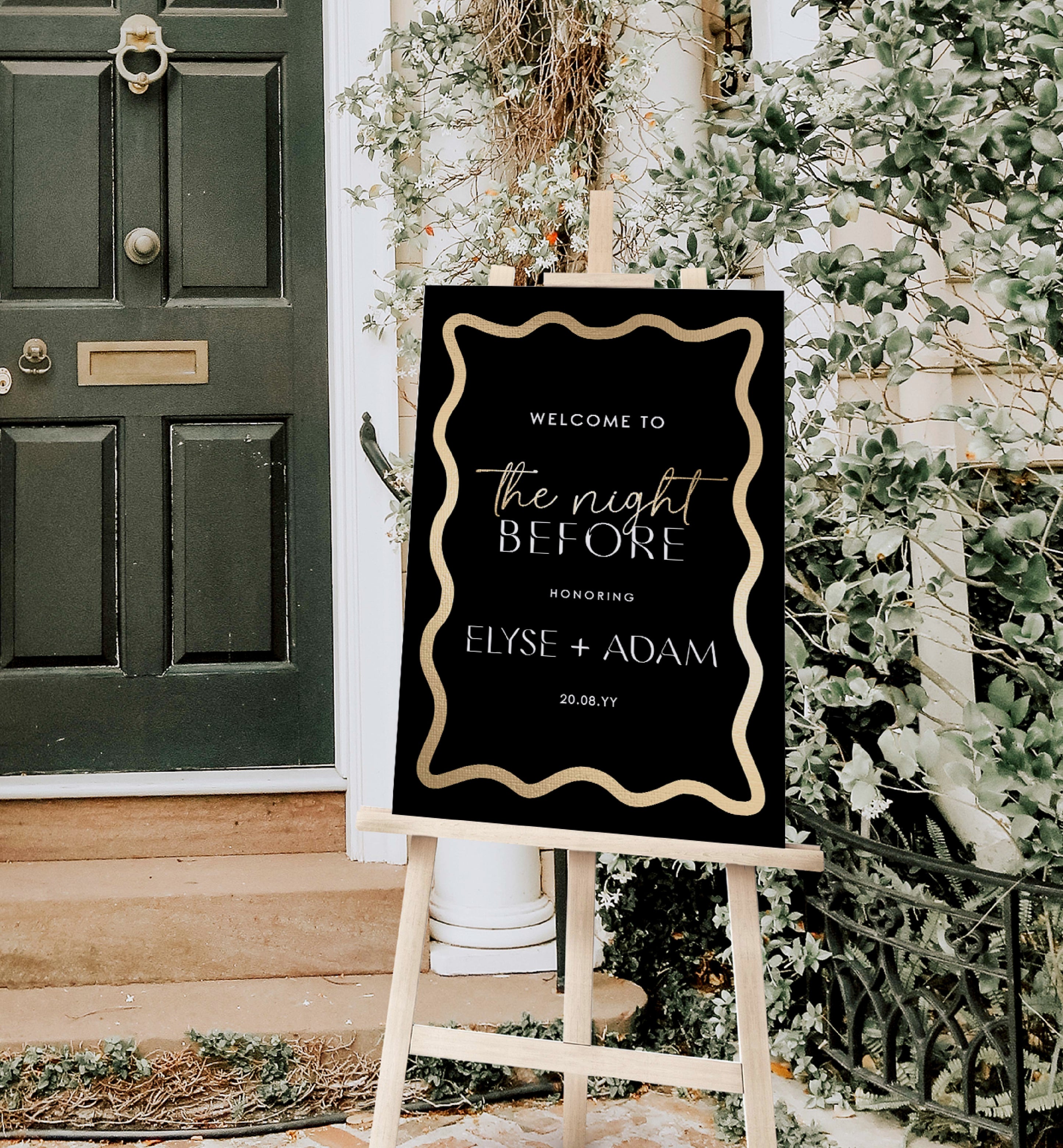Wave Black Gold | Printable Rehearsal Dinner Welcome Sign Template ...