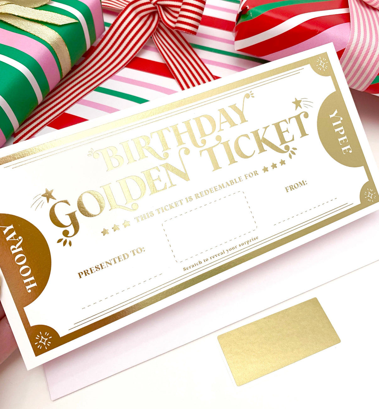 Scratch-off Birthday Golden Ticket Gift Voucher – Black Bow Studio
