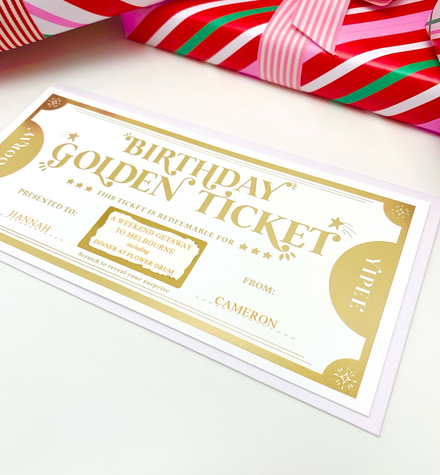 Scratch-off Birthday Golden Ticket Gift Voucher – Black Bow Studio