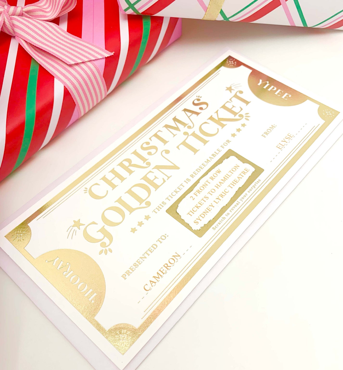 Golden Ticket Gold | Scratch-off Christmas Gift Voucher – Black Bow Studio