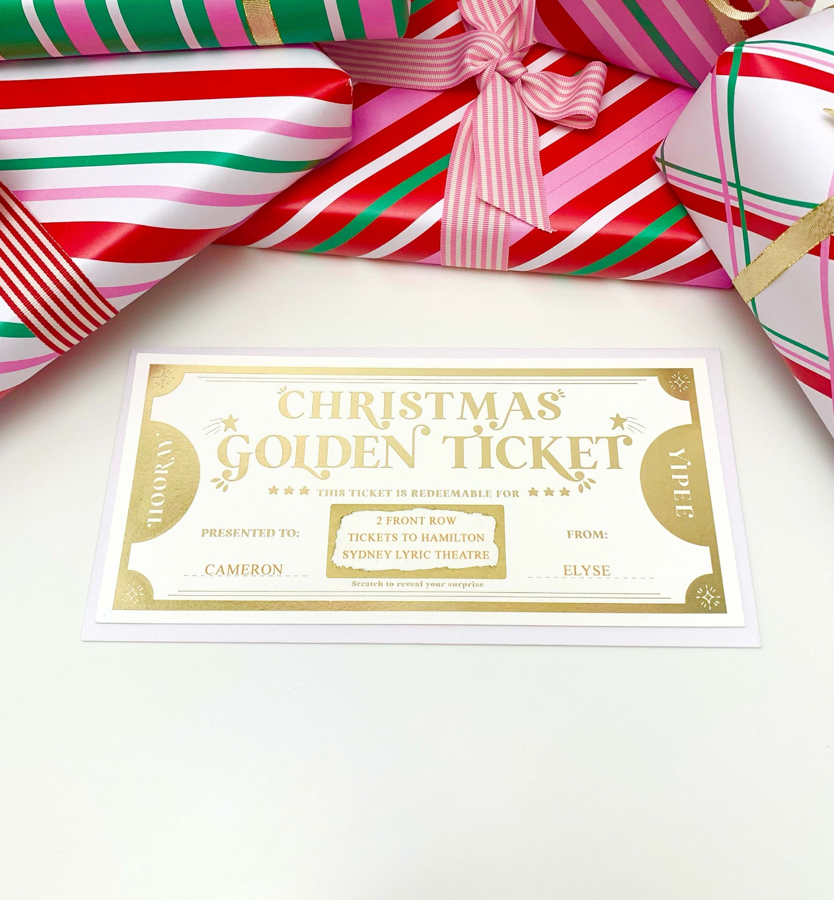 Golden Ticket Gold | Scratch-off Christmas Gift Voucher – Black Bow Studio