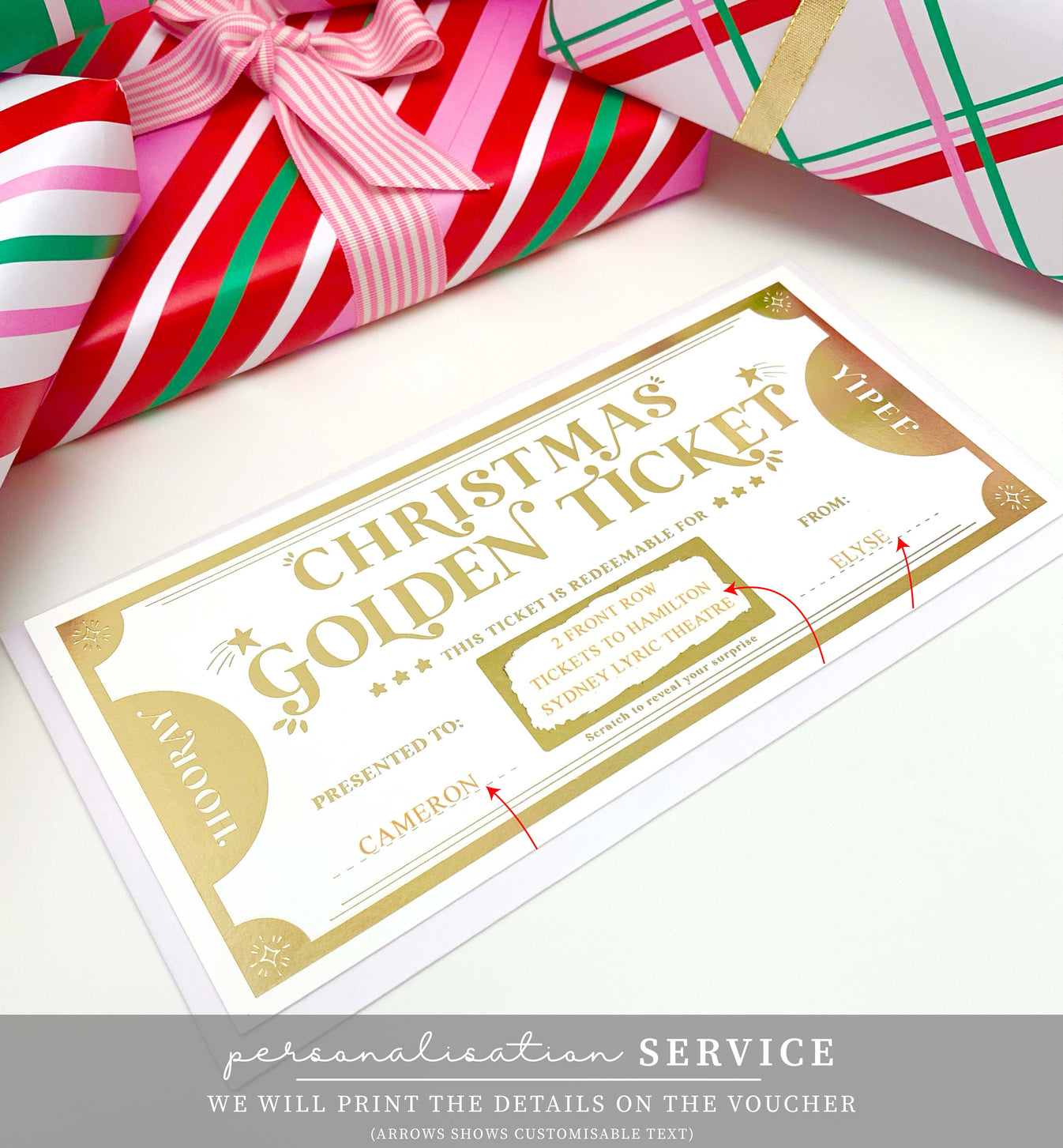 Scratch-off Christmas Golden Ticket Gift Voucher – Black Bow Studio