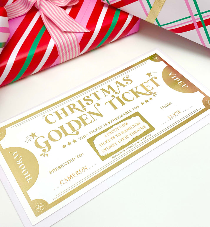 Golden Ticket Gold | Scratch-off Christmas Gift Voucher – Black Bow Studio