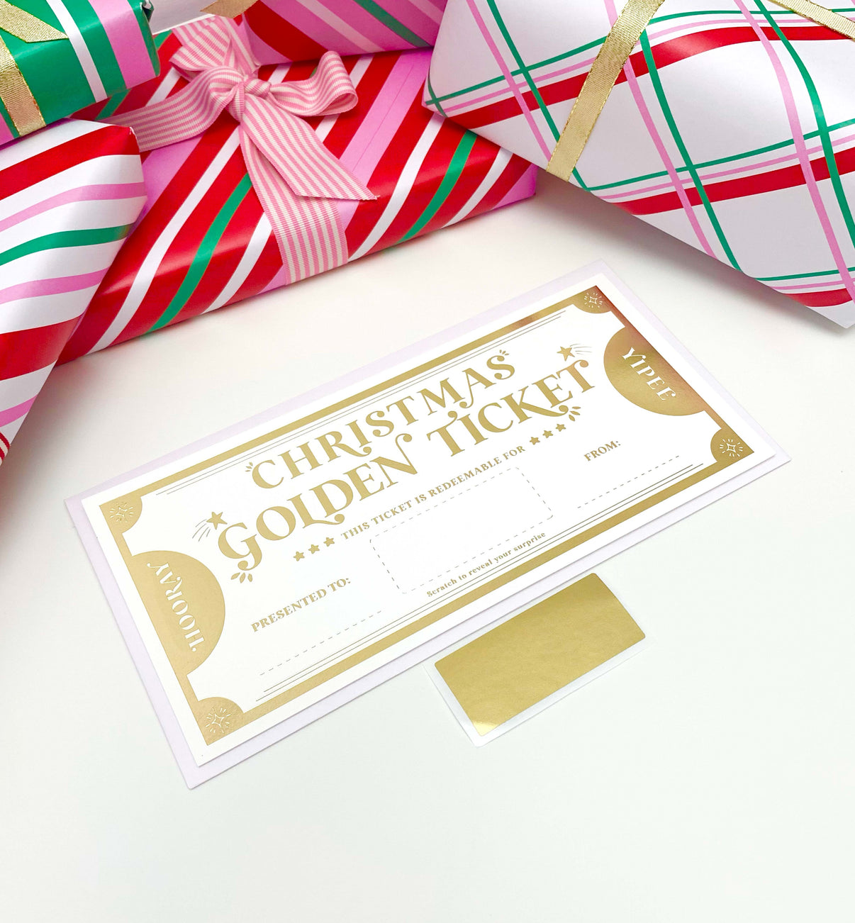 Golden Ticket Gold | Scratch-off Christmas Gift Voucher – Black Bow Studio