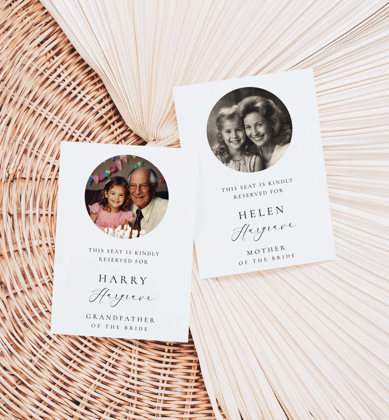 Ellesmere White | Printable Photo Reserved Seat Sign Template – Black ...