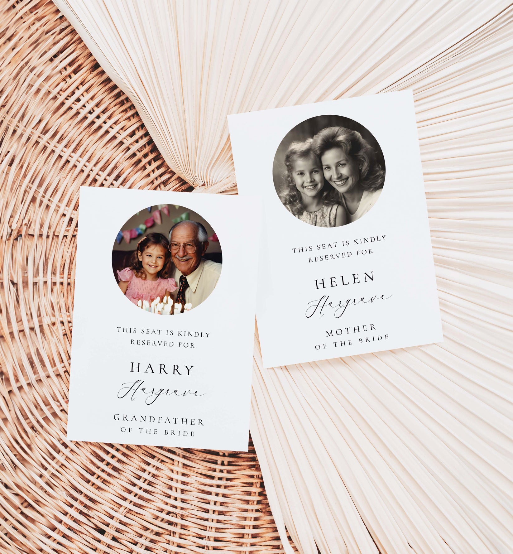 Ellesmere White | Printable Photo Reserved Seat Sign Template – Black ...