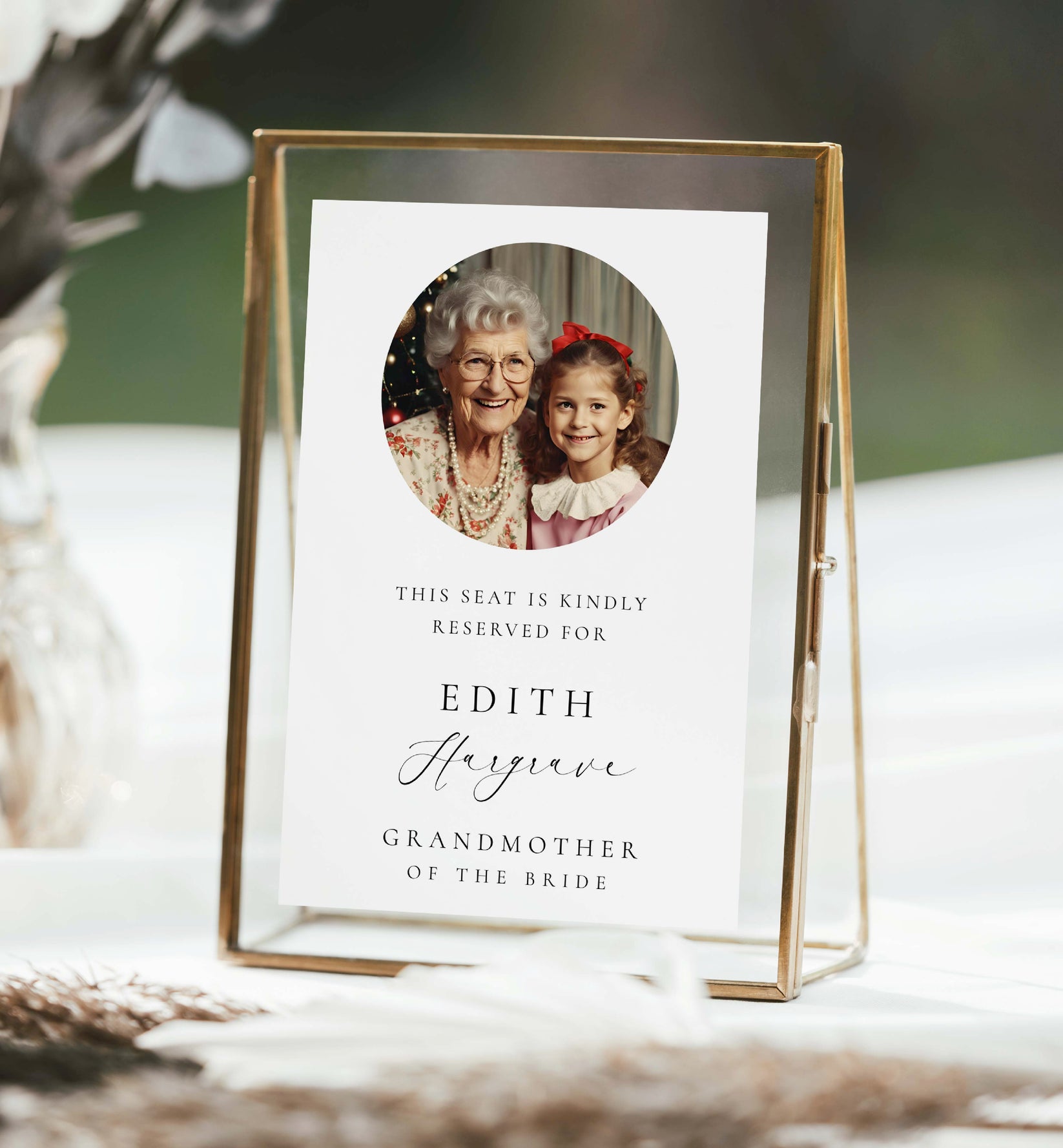 Ellesmere White | Printable Photo Reserved Seat Sign Template – Black ...