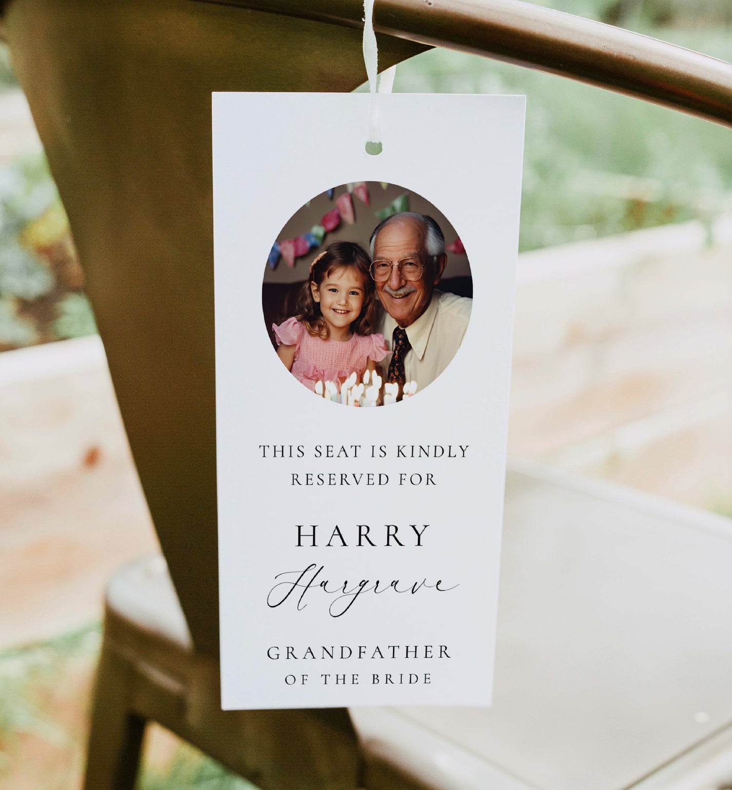 Ellesmere White | Printable Photo Reserved Seat Sign Template – Black ...