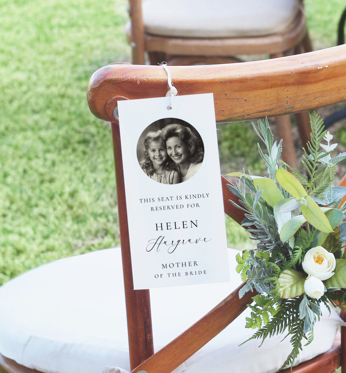 Ellesmere White | Printable Photo Reserved Seat Sign Template – Black ...