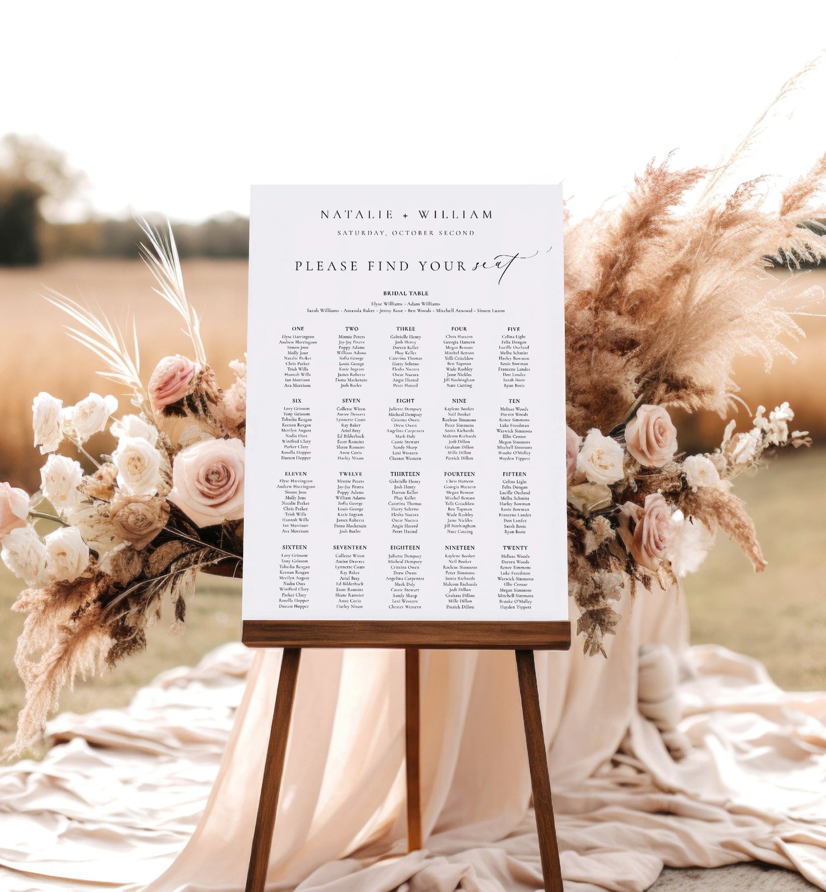 Ellesmere White | Printable Seating Chart Template – Black Bow Studio