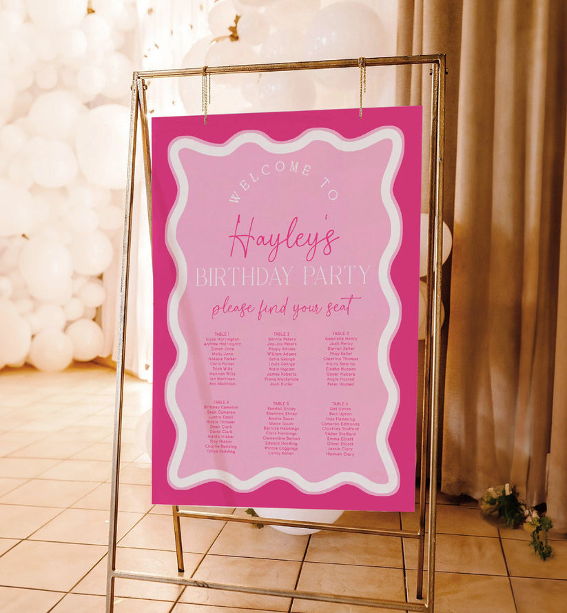 Wave Hot Pink | Printable Seating Chart Template – Black Bow Studio